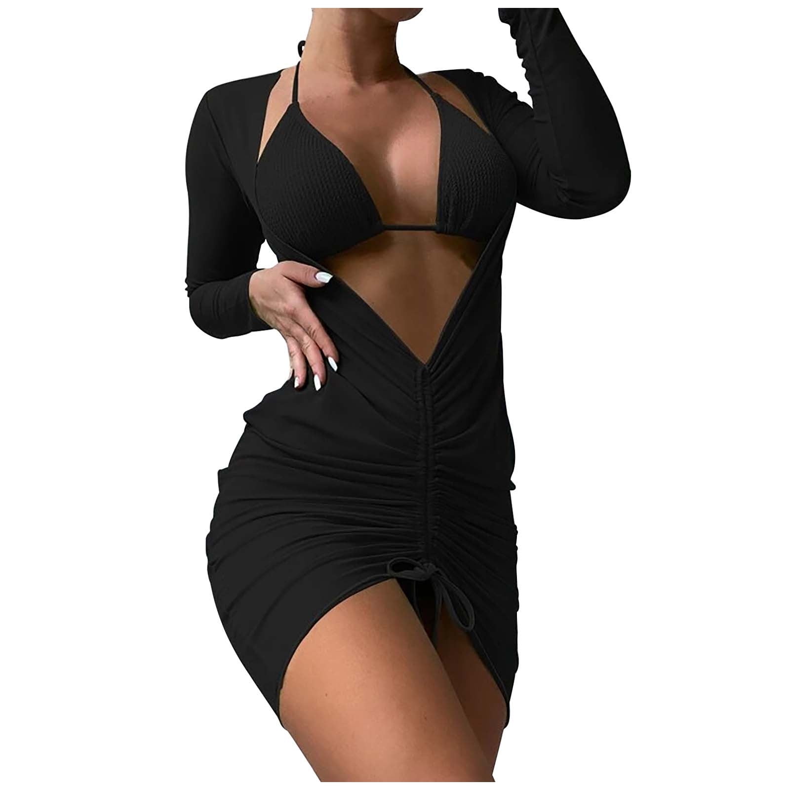 Tponi One Piece Swimsuit Women Tummy Control One Piece Elastic Black