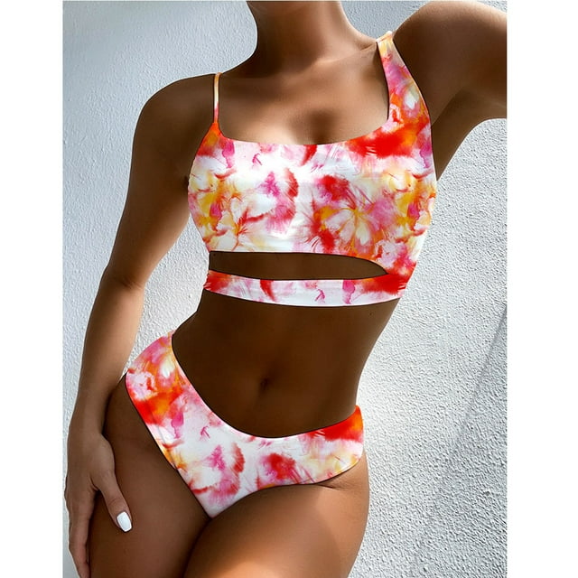 Tponi Sexy Swimsuit For Women Two Piece Sets Orange Clearance Womans