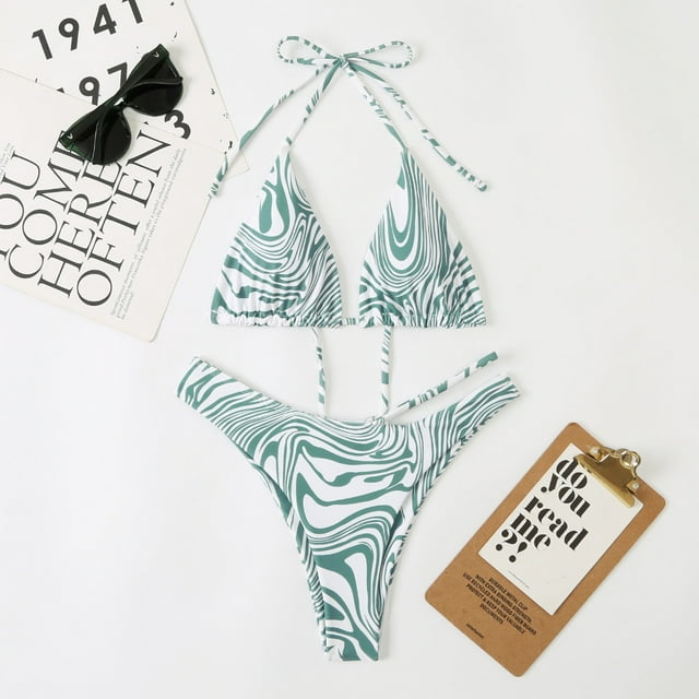 Tponi Sexy Swimsuit For Women Two Piece Sets Sky Blue Bikini Clear S