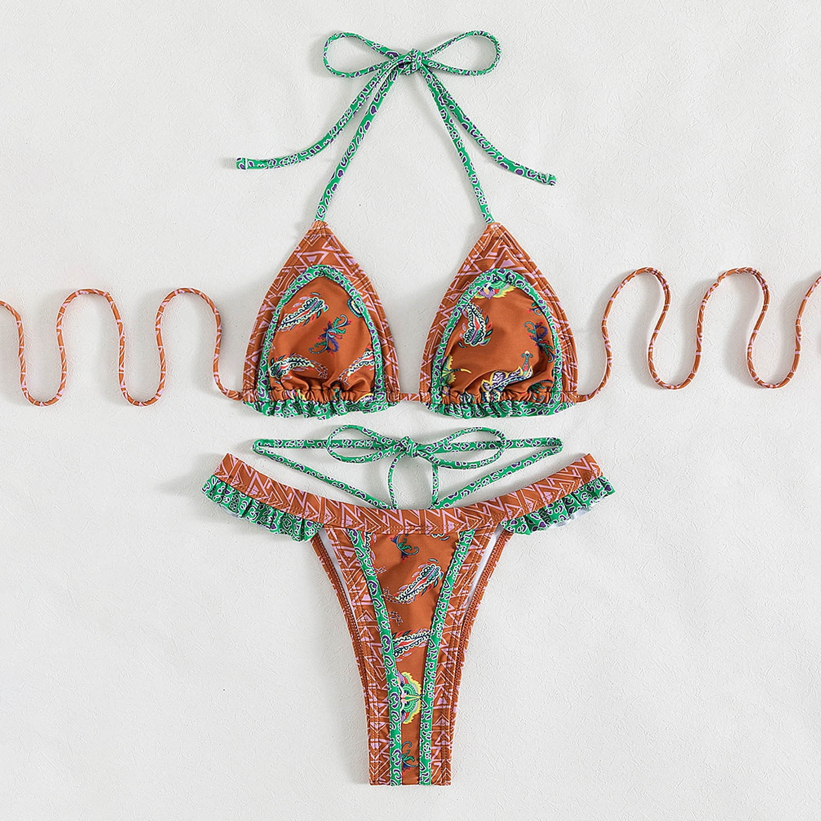 Tponi Sexy Swimsuits For Women Two Piece Sets Elastic Red Bikini
