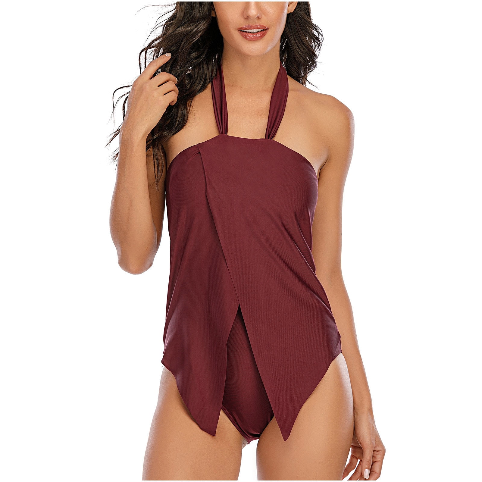 Tponi Slimming Swimsuits For Women One Piece Elastic Wine Clearance