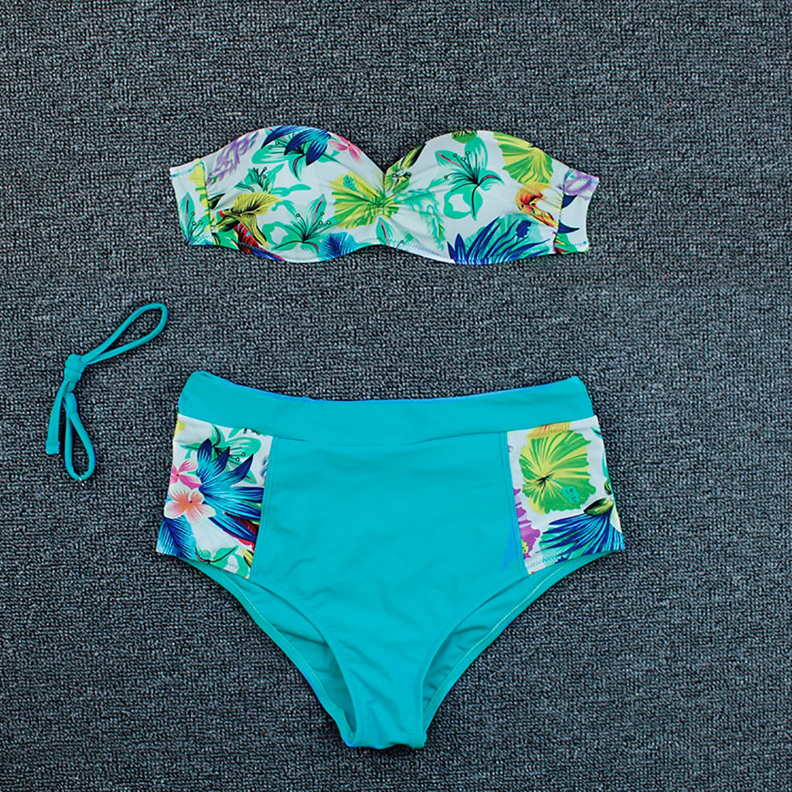 Tponi Swimsuits For Curvy Women Two Piece Sets Blue Womens High Waisted