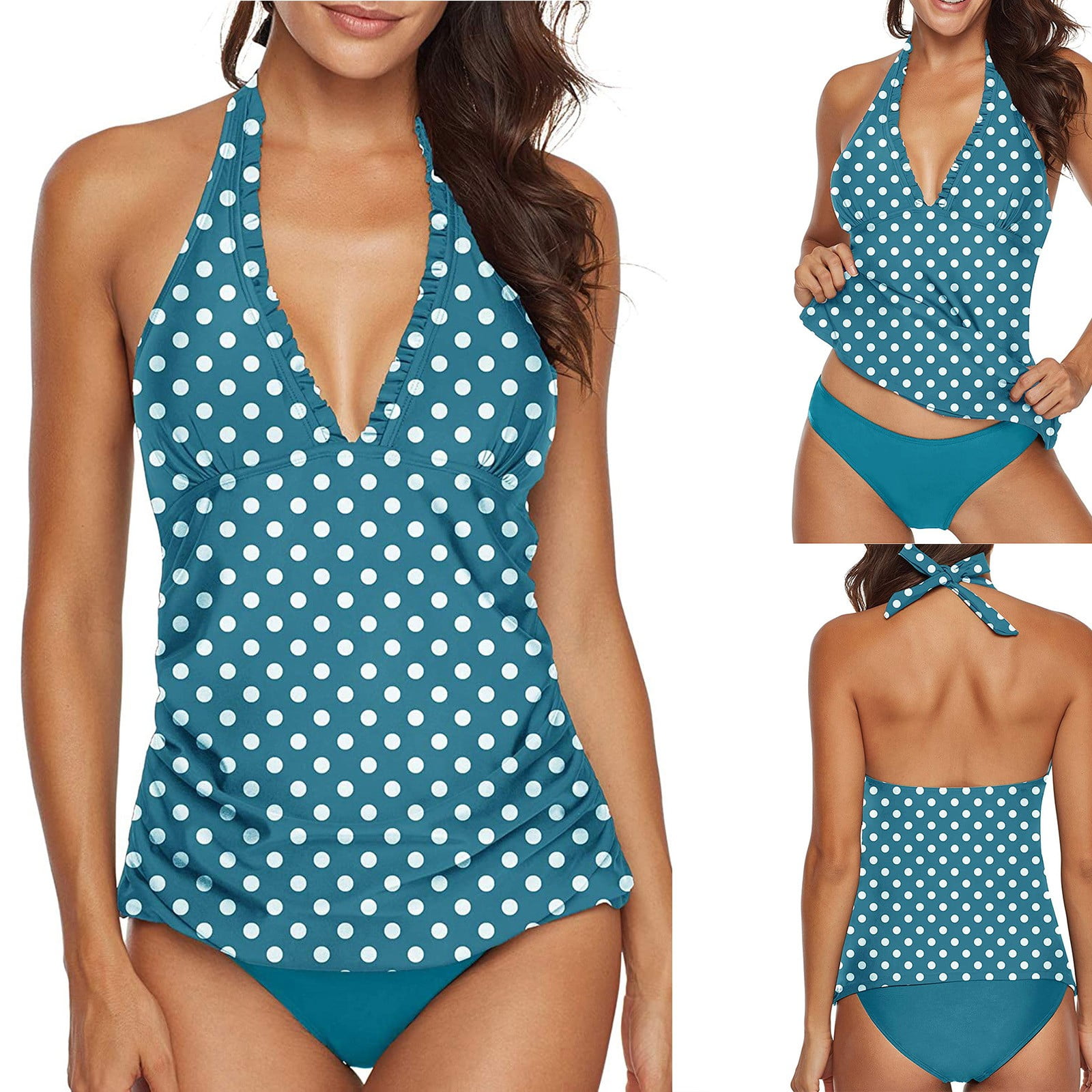 Tponi Swimsuits For Curvy Women Two Piece Sets Elastic Black Swimsuit