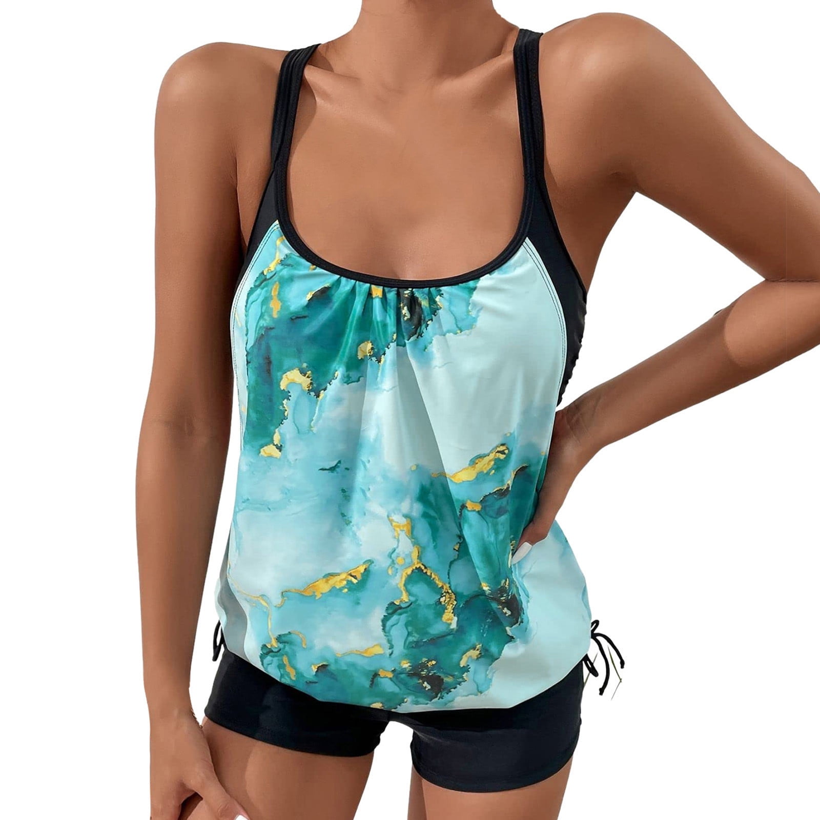 Tponi Swimsuits For Women 2024 Two Piece Sets Elastic Green Womens High