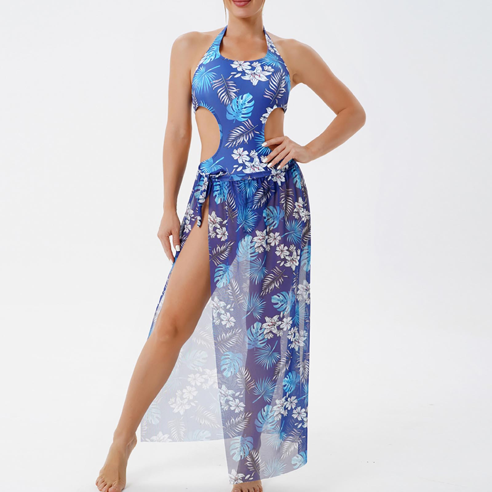 Tponi Tummy Control Swimsuit Two-Piece Sets Blue Swimsuit Clearance $4. ...