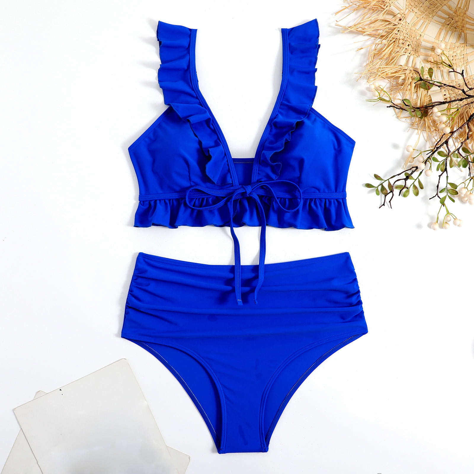 Tponi Two Piece Swimsuit For Women Two Piece Sets Blue Bikini Clearance