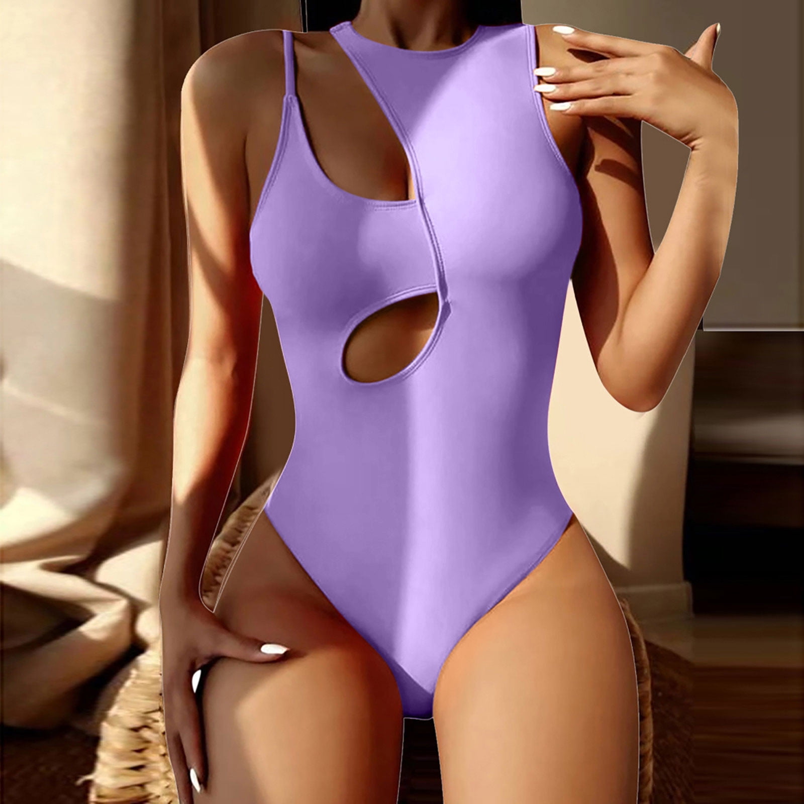 Tponi Womens One Piece Swimsuits One Piece Purple Swimsuit Clearance