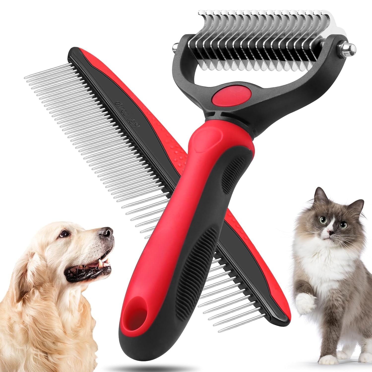 Tpotato Deshedding Brush for Long Haired Dogs Cats,Undercoat Shedding ...