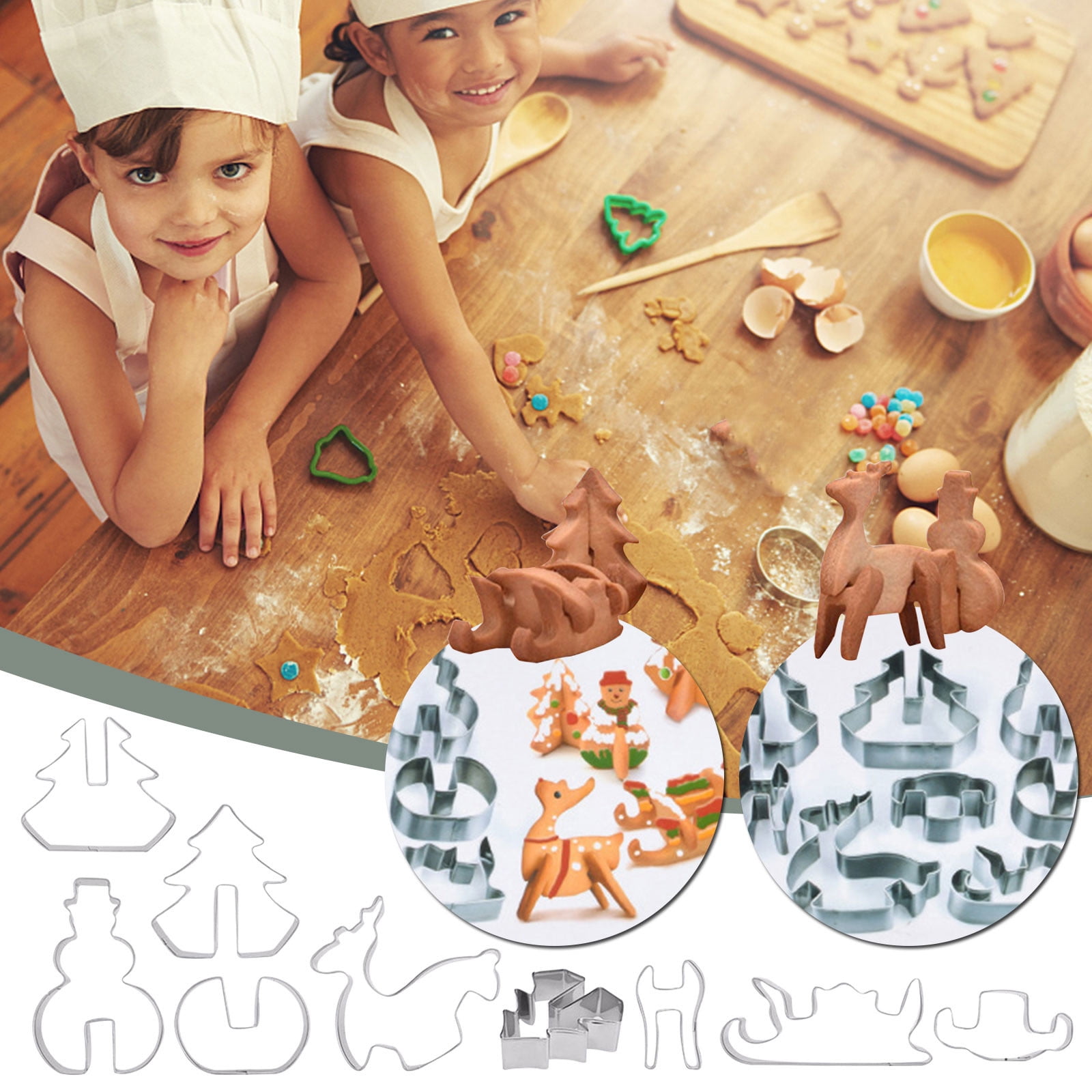 Christmas Clearance Tpzfurit 8-Piece Christmas Stainless Steel 3D ...