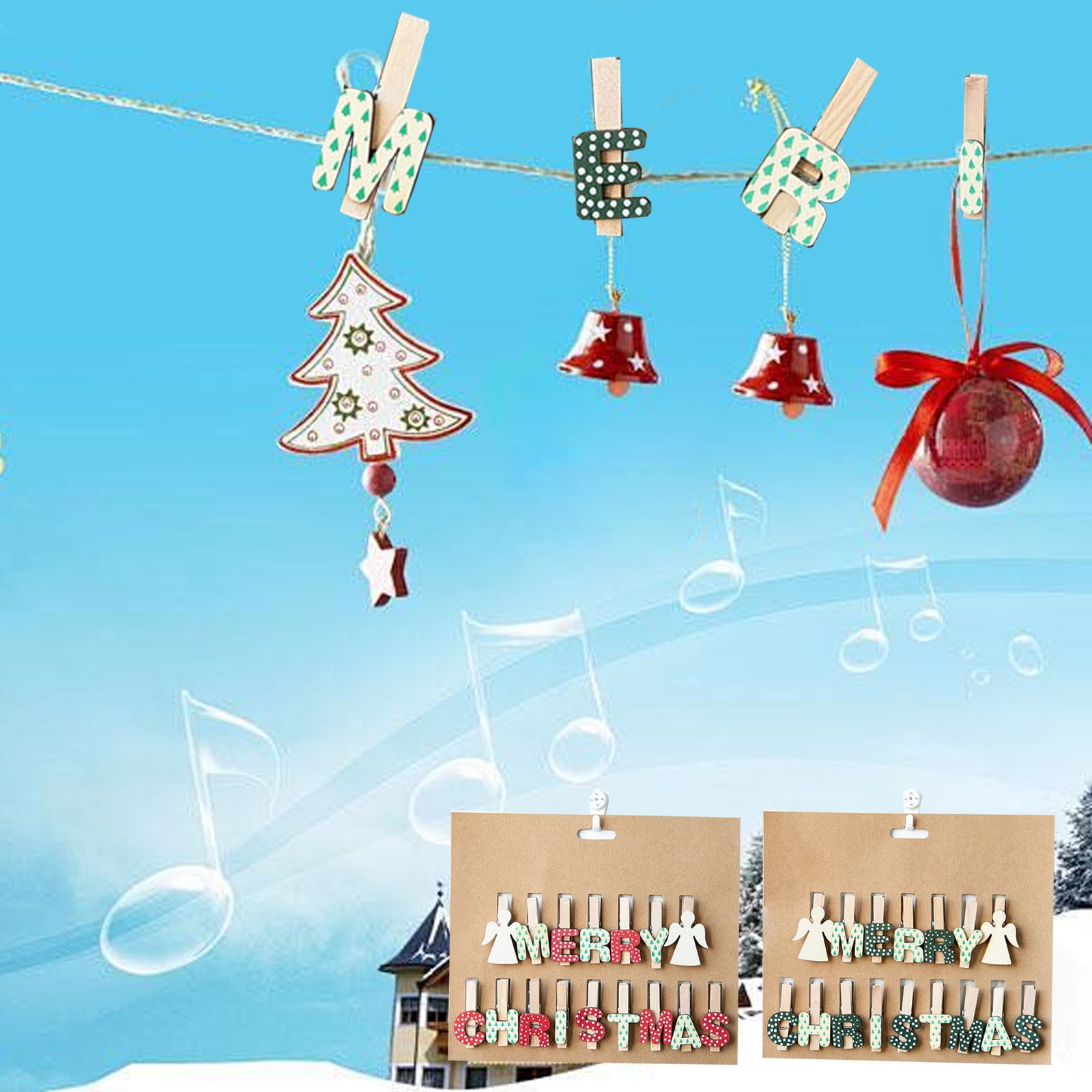 Christmas Clearance Tpzfurit Christmas Wooden Clip Set - Festive Red ...