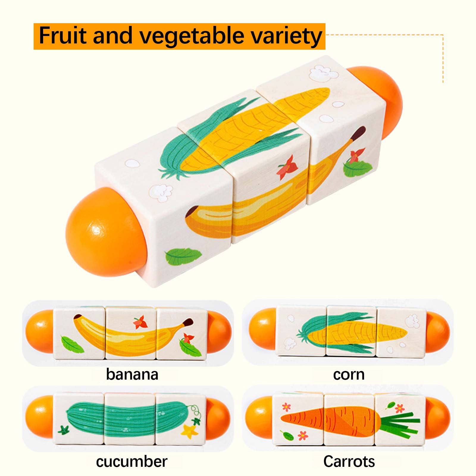 Tpzfurit Early Education Toy, Rotating Wooden Puzzle Blocks - Heavy ...