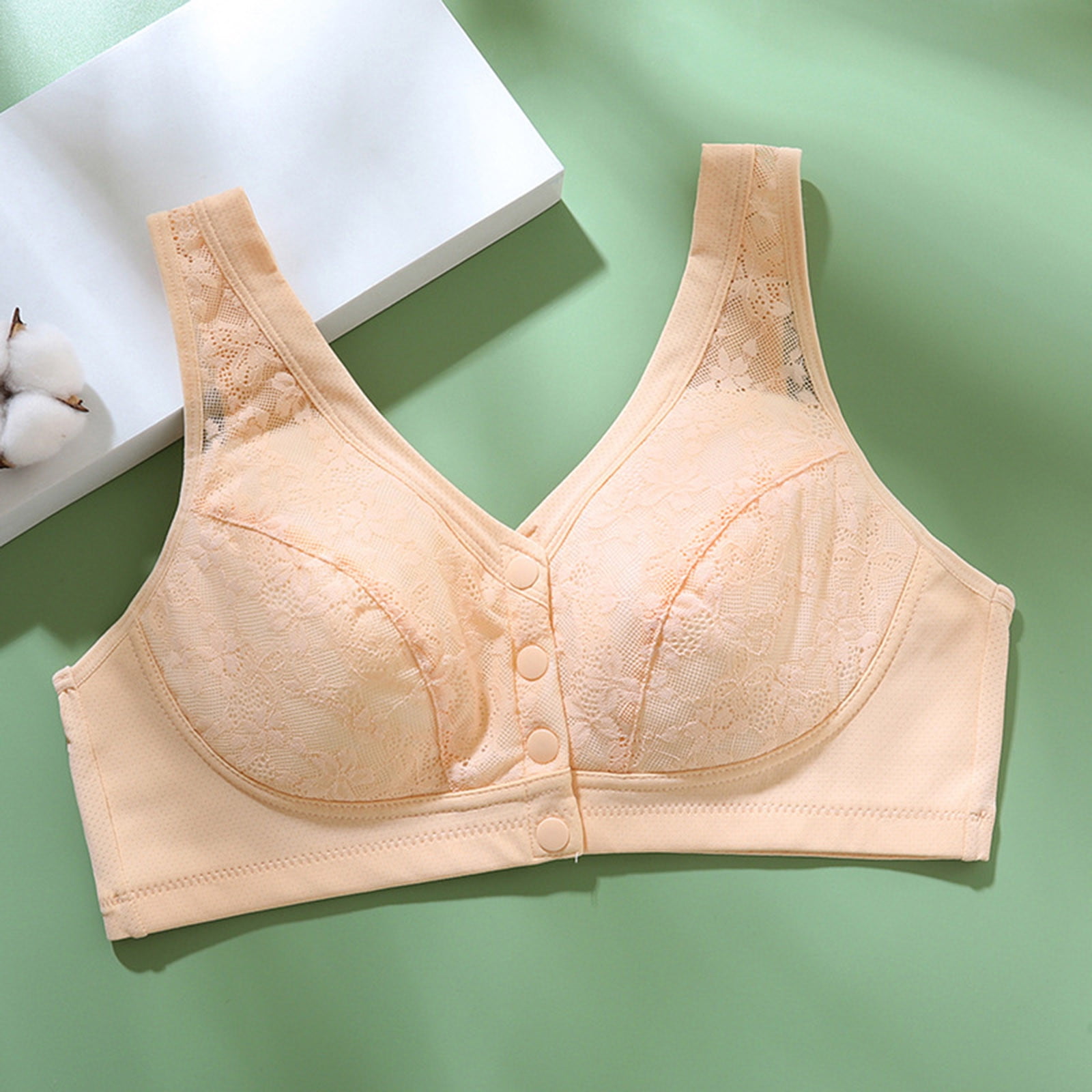 Tqcoqu Woman's Lace Thin Style Ventilate Front Buckle Bra Without Steel ...