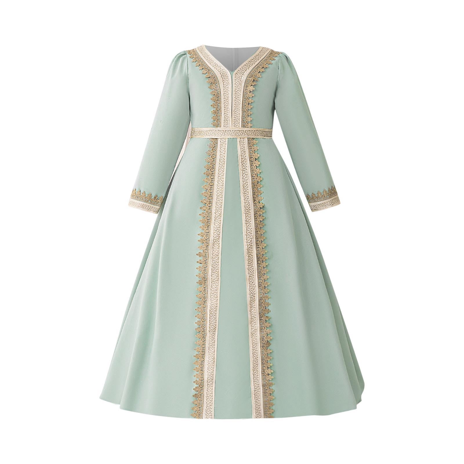Tqyyweavej Girls Muslim Dresses Middle Eastern Banquet Long Sleeve ...