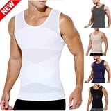 Tqyyweavej Men's Mesh Compression Shirts Stretchy Tight Tummy Control ...