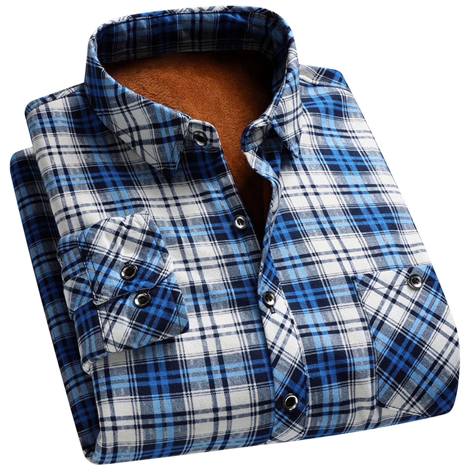 Tqyyweavej Mens Sherpa Fleece Lined Flannel Shirt Long Sleeve Button ...