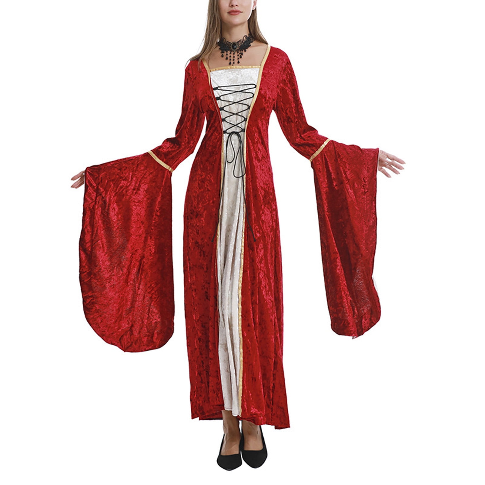Tqyyweavej Renaissance Dresses for Women Costume Medieval Irish Over ...