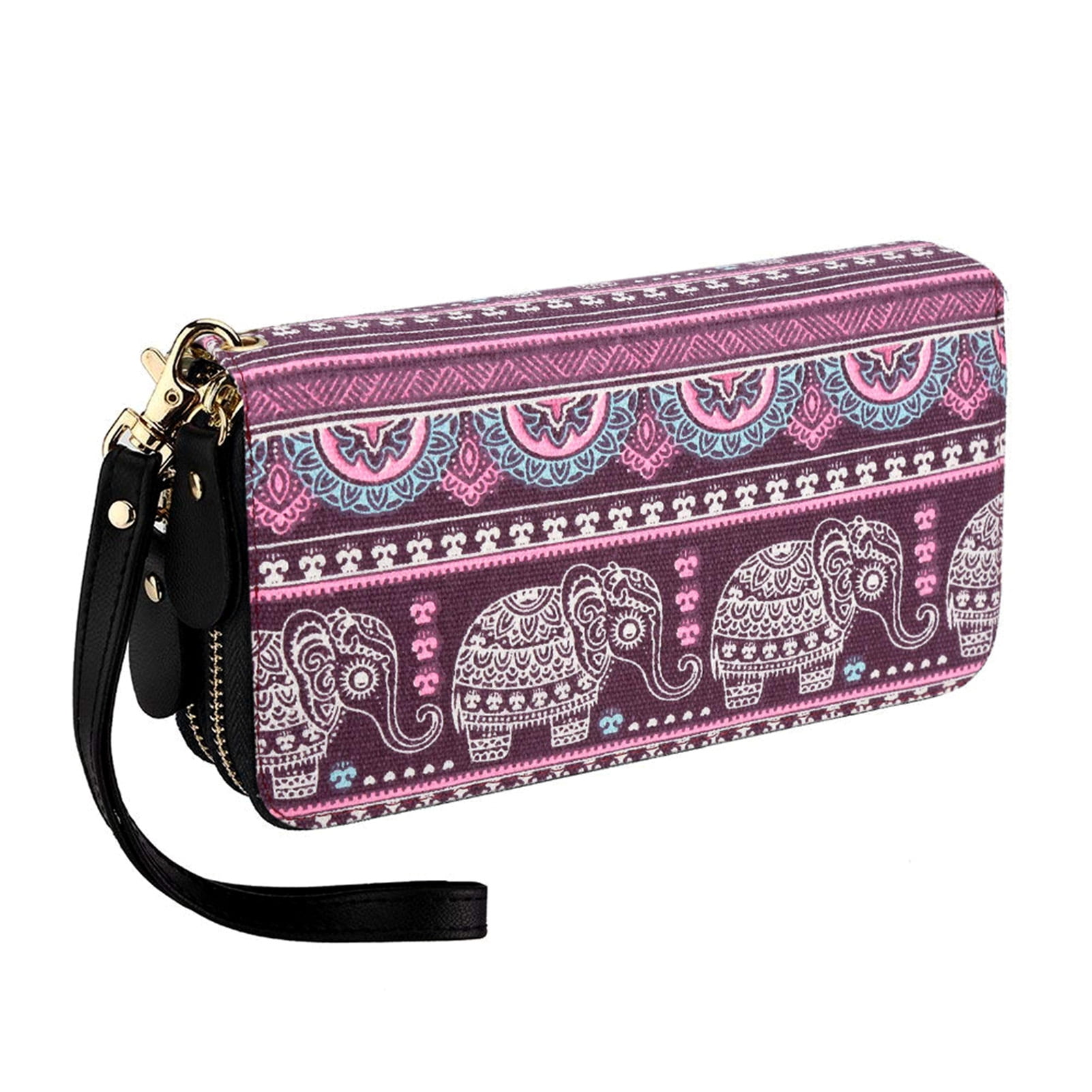 Très Chic Mailanda Wristlet Elephant Wallet for Women Canvas Handbag ...