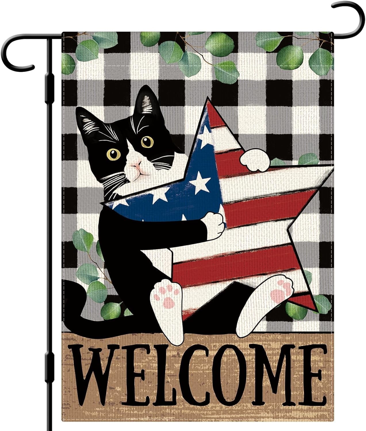 TraQunn 4th Of July Cat Garden Flag Stars Patriotic Striped Garden Flag ...