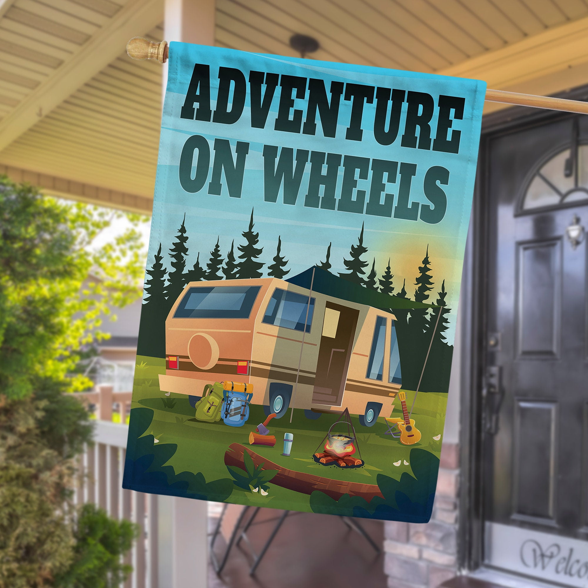 TraQunn Adventure On Wheels Camping Garden Flag Camping Flag Campsite ...
