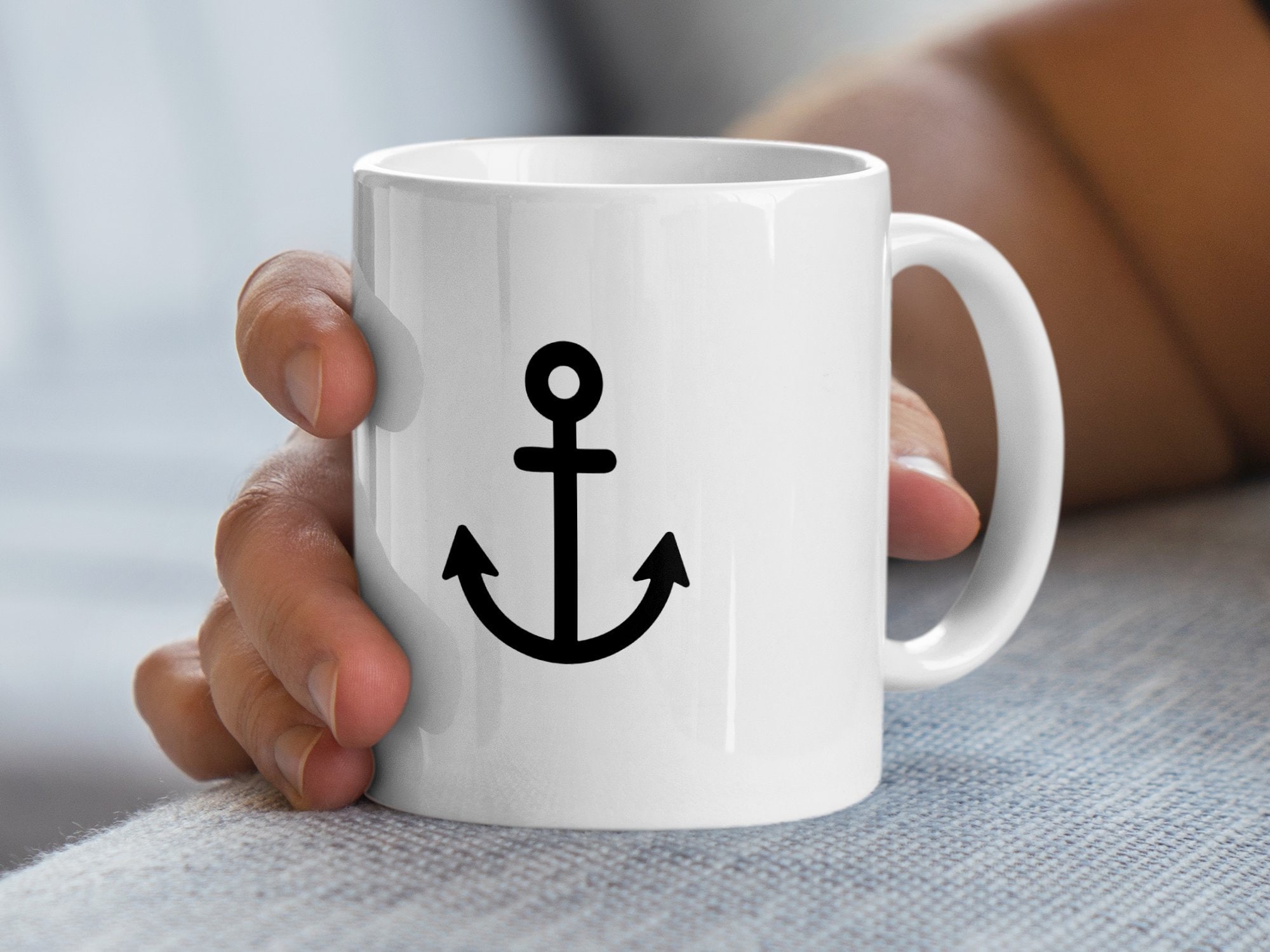 TraQunn Anchor Mug Symbol Coffee Mug - Glossy White Ceramic 11 Oz Mug ...