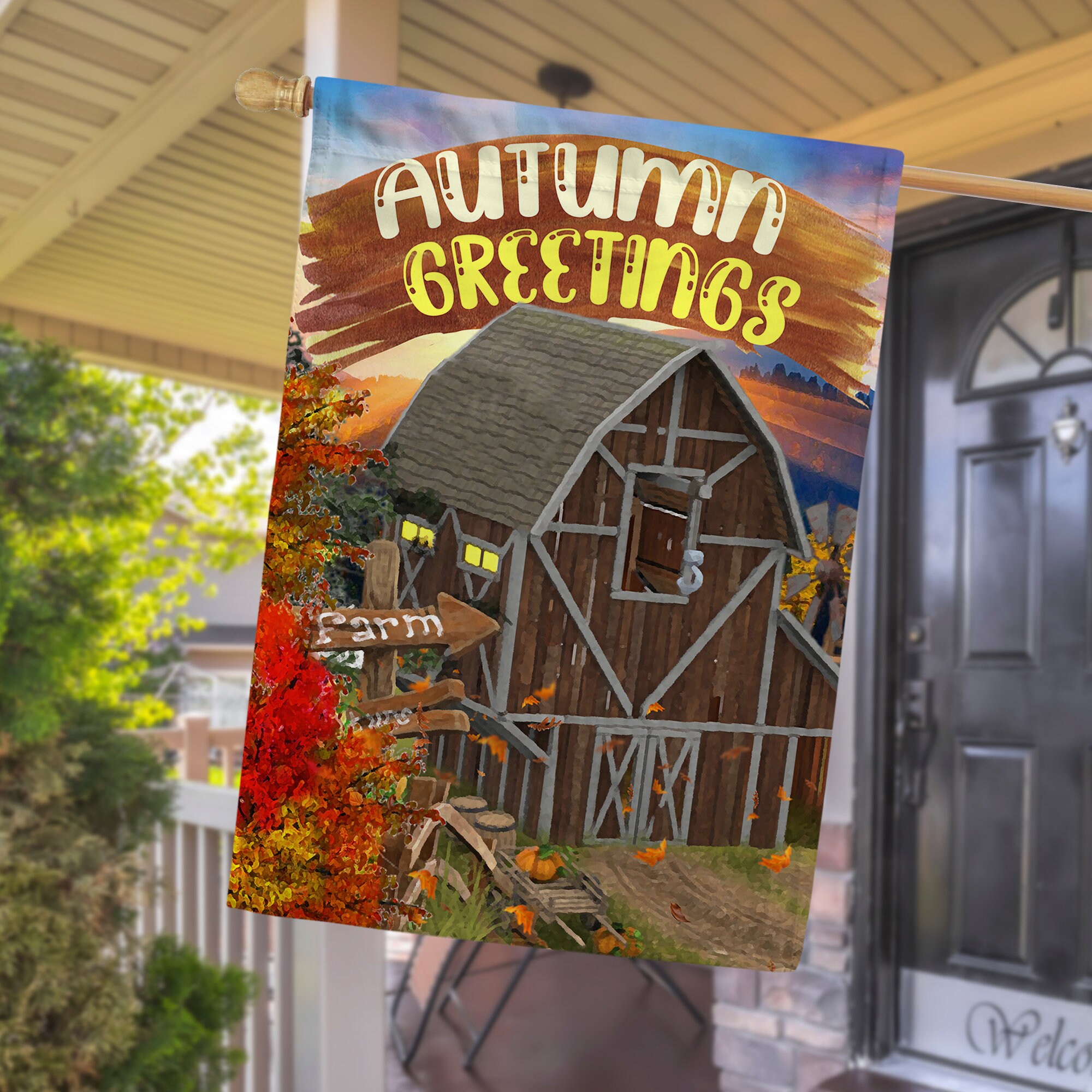 TraQunn Autumn Greetings Garden Flag Farmhouse Garden Flag Barn Flag ...