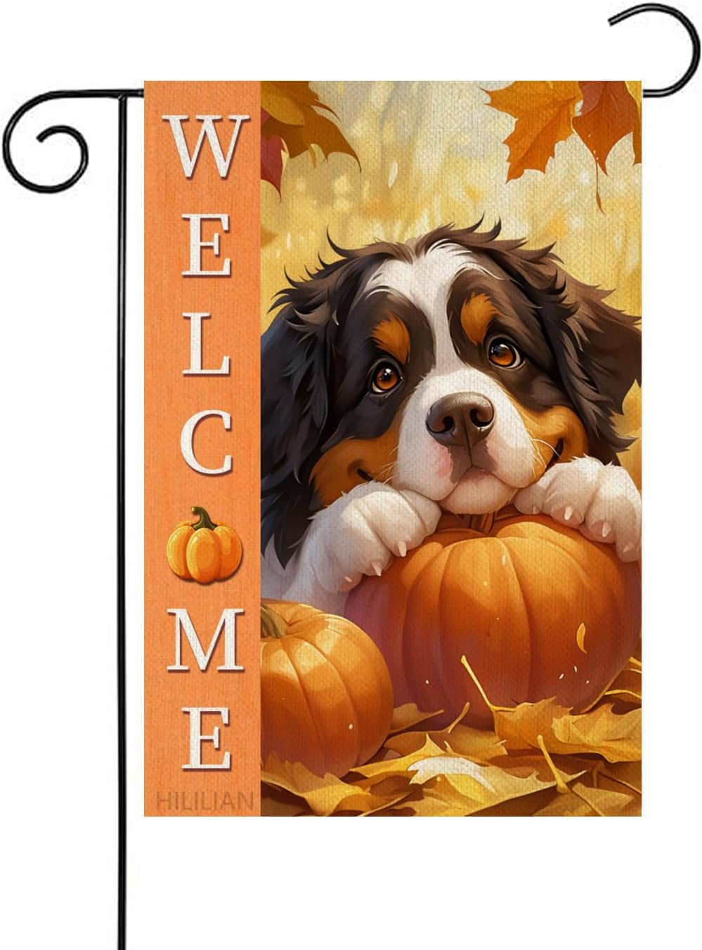 TraQunn Bernese Mountain Flag 12x18 Inch Double Sided Burlap Small Pumpkins Garden Yard House ...