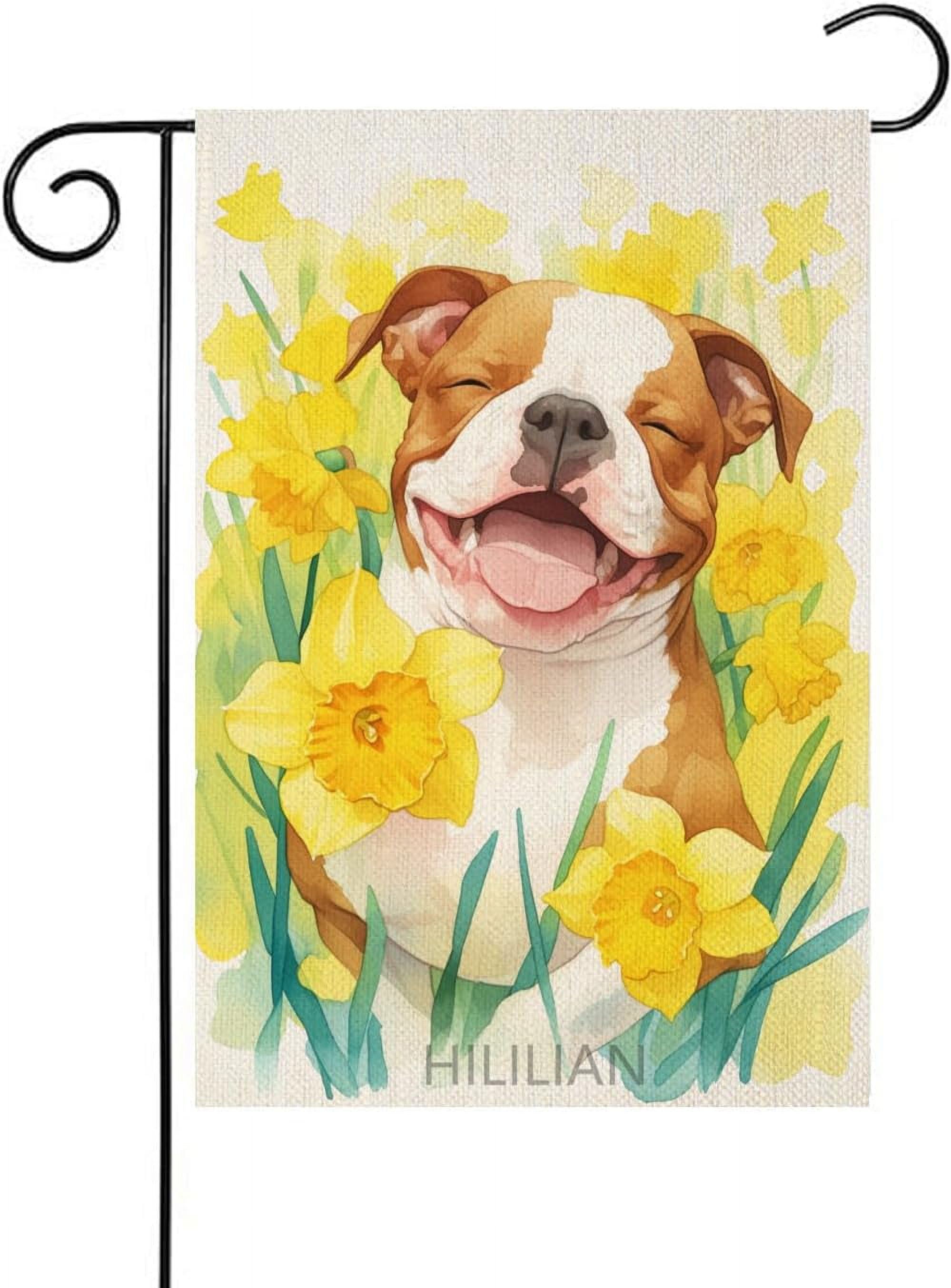 TraQunn Boxer Dog Yellow Daffodil Spring Summer Garden Flag 12x18 Inch ...
