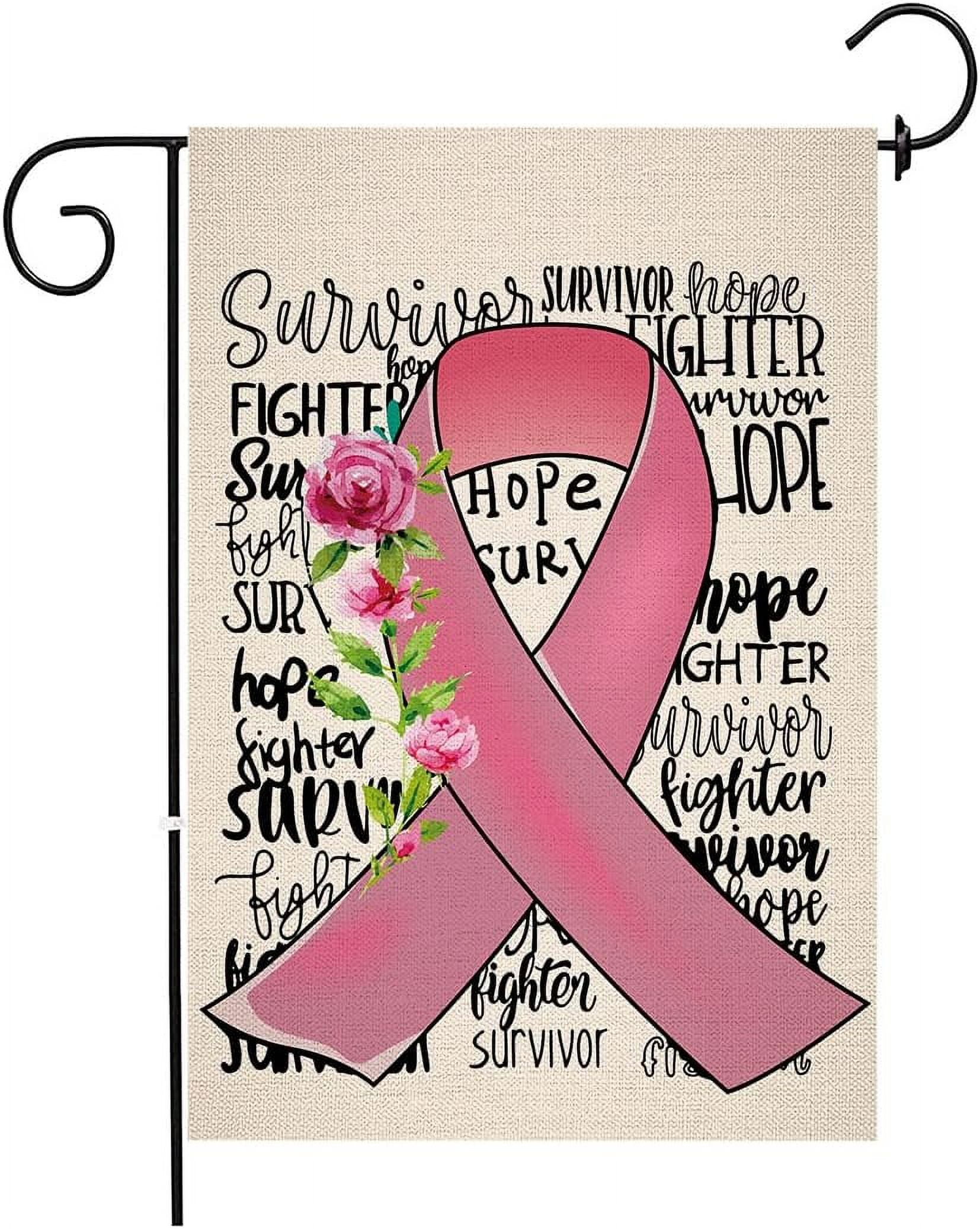 TraQunn Breast Cancer Awareness Ribbon Slogan Garden Flag Double Sided ...