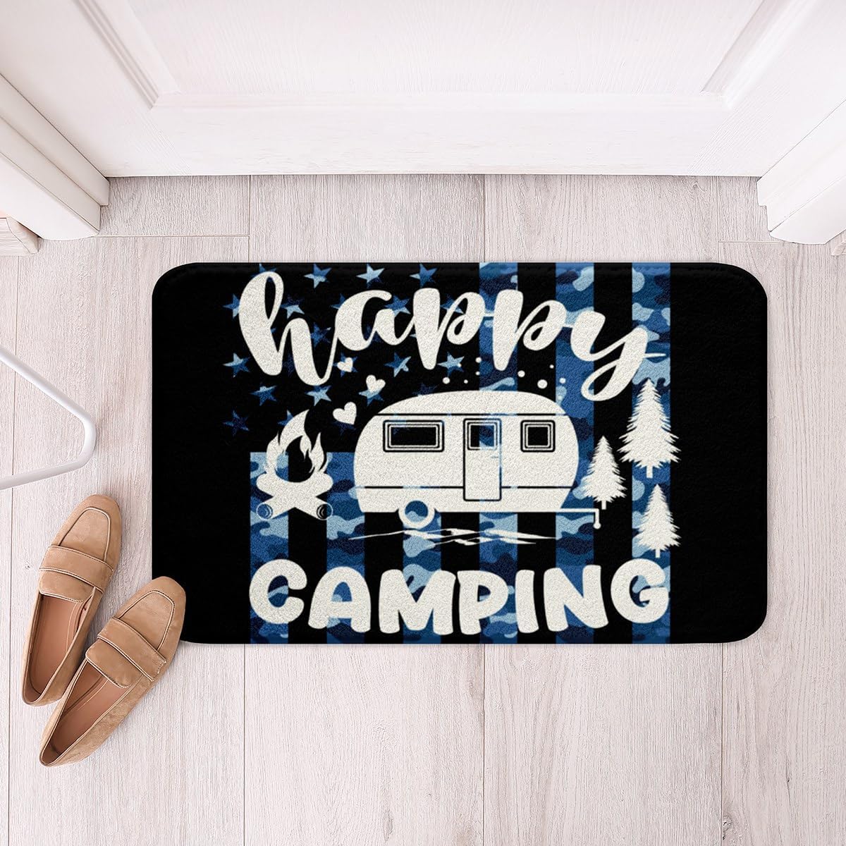TraQunn Camo Camper Bathroom Rug Mat for Home Decor Happy Camping ...