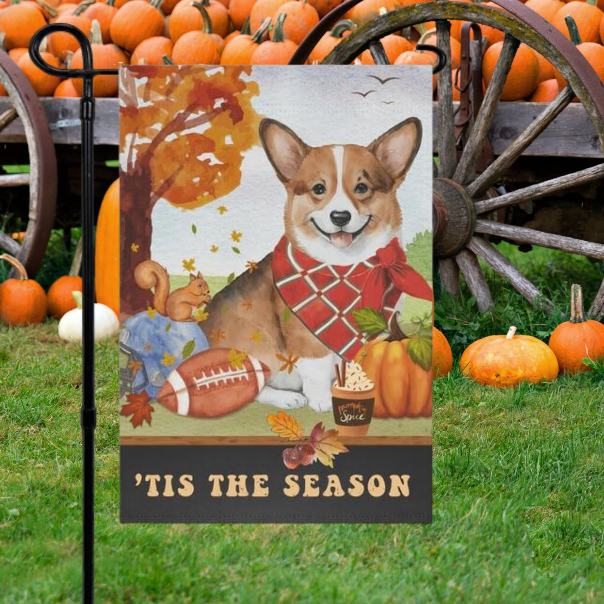 TraQunn Corgi Fall Garden Flag Football Pumpkin Spice Corgi Dog Mom ...