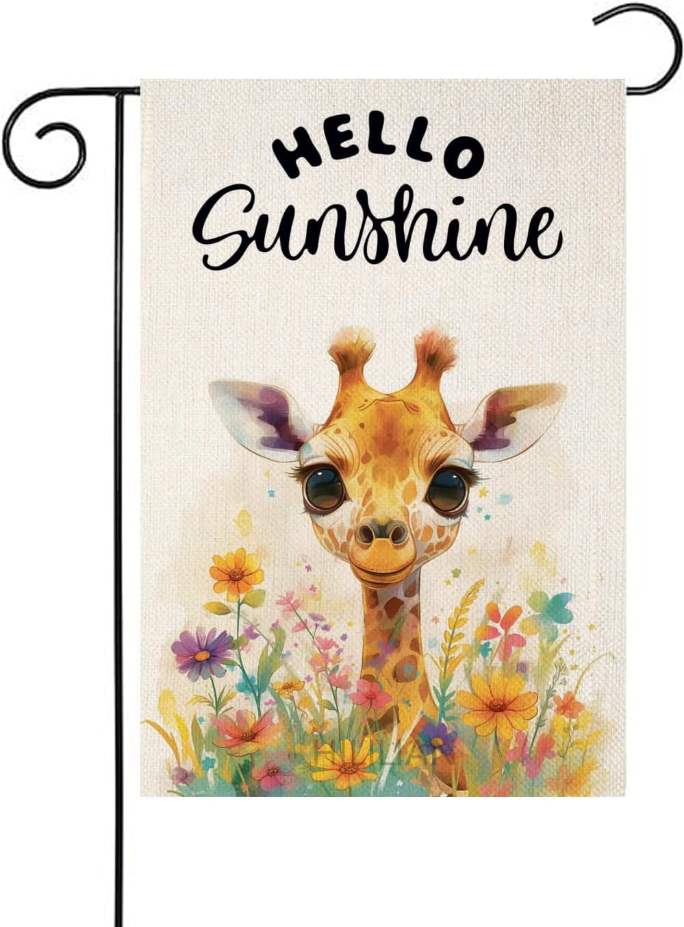 TraQunn Cute Giraffe Garden Flag Hello Sunshine 12x18 Inch Double Sided ...