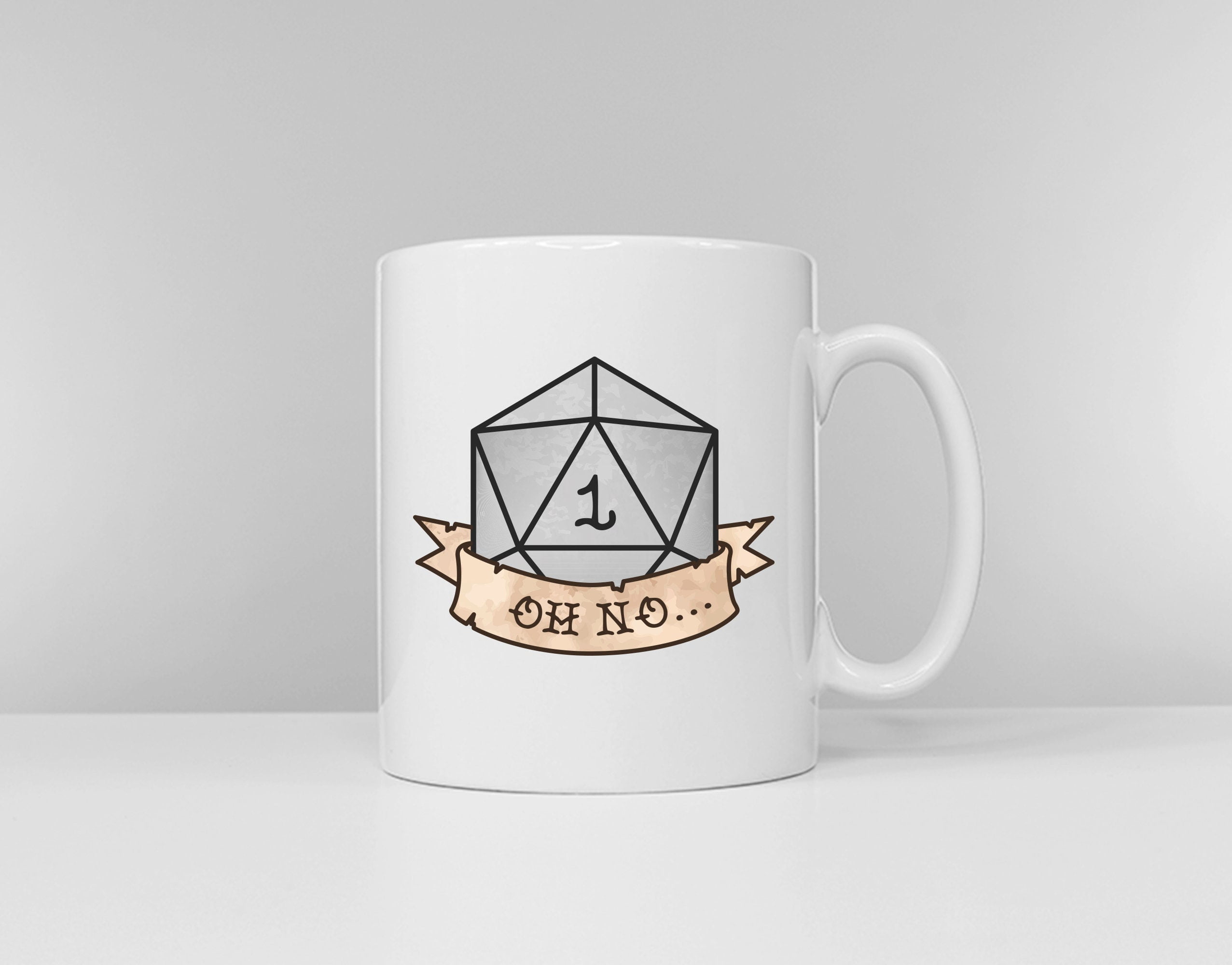 TraQunn DnD 'Oh No' Rolled A 1 D&D Mug - 20 Sided Dice Dungeons and ...