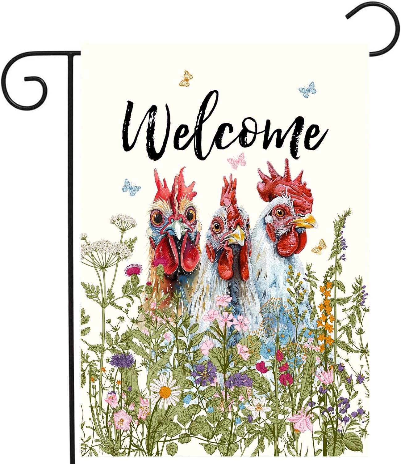 TraQunn Floral Chicken Garden Flag Spring Summer Yard Flag Flower ...