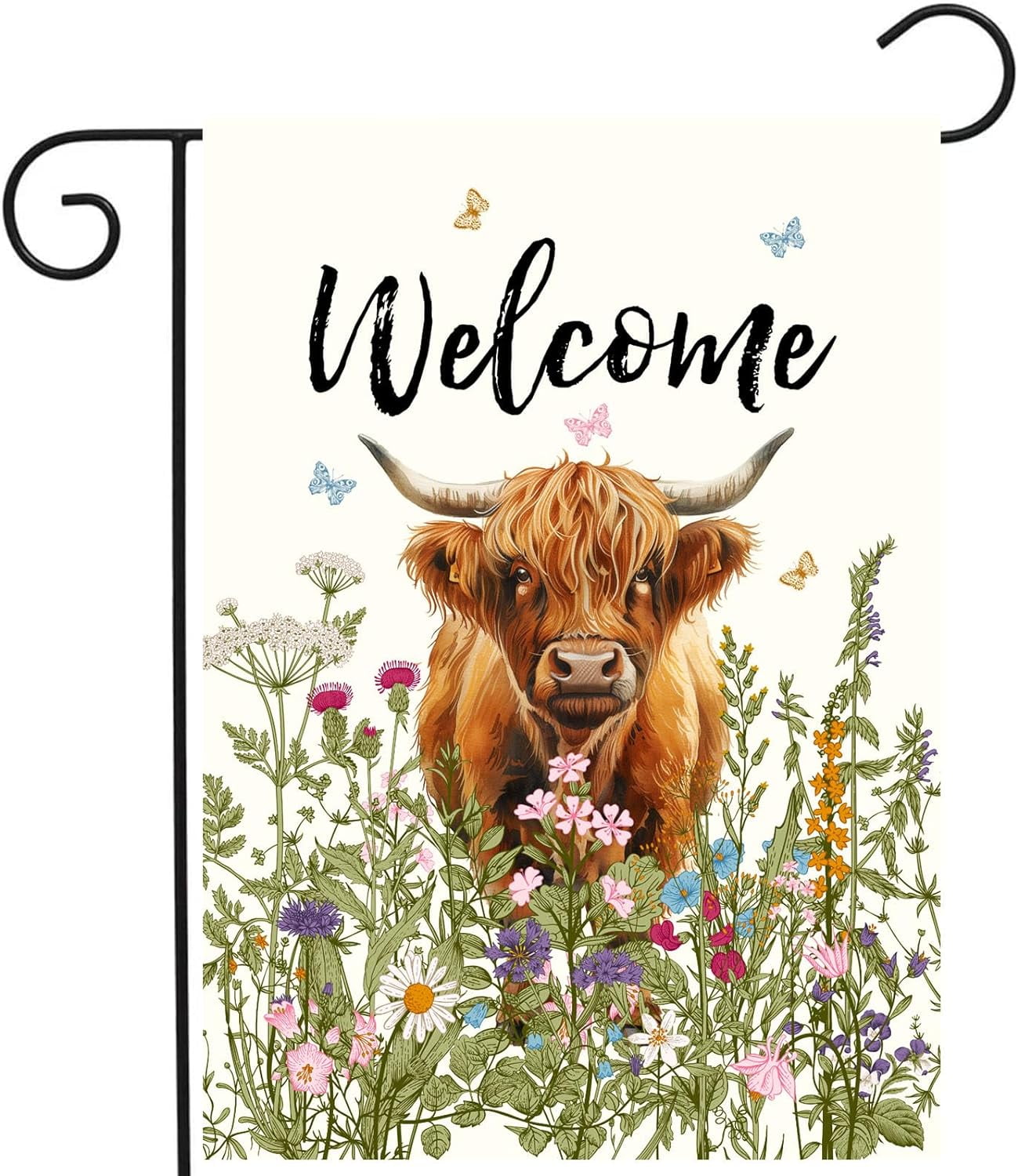 TraQunn Floral Highland Cow Garden Flag Spring Summer Yard Flag ...