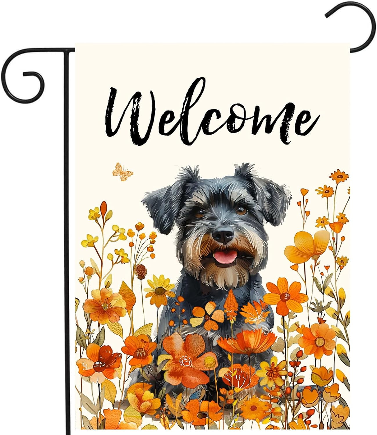 TraQunn Floral Schnauzer Garden Flag Fall Yard Flag Wildflower Dog ...