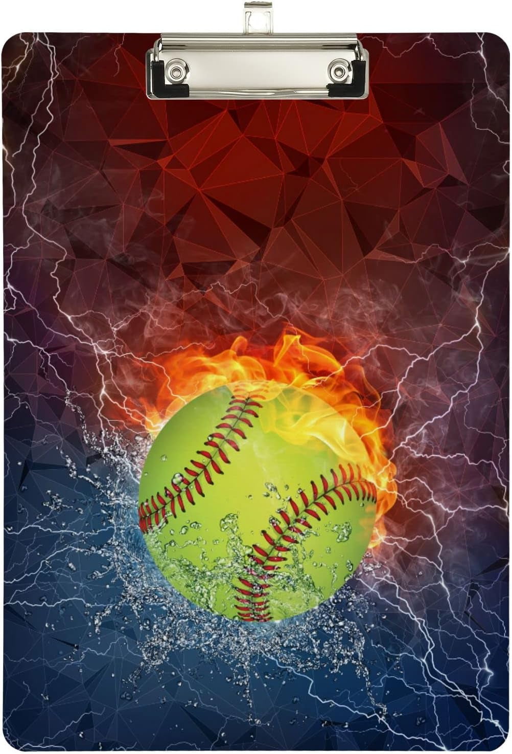 TraQunn Green Baseball Ball Clipboards on Fire Water Wooden Clipboard ...