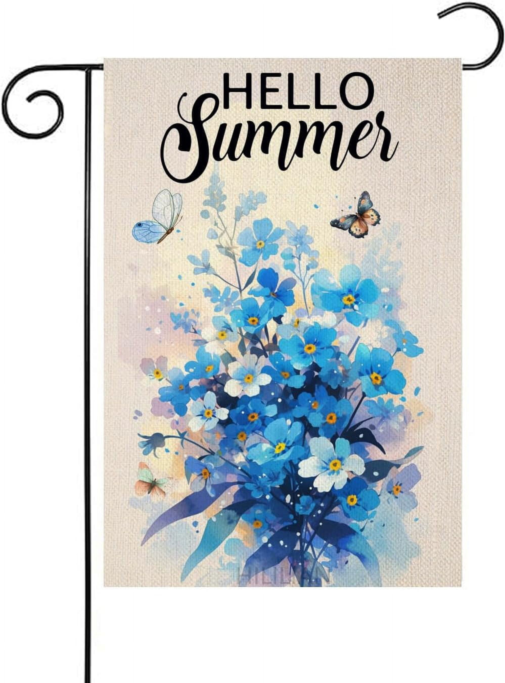 TraQunn Hello Summer Forget-Me-Not Garden Flag 12x18 Inch Double Sided ...