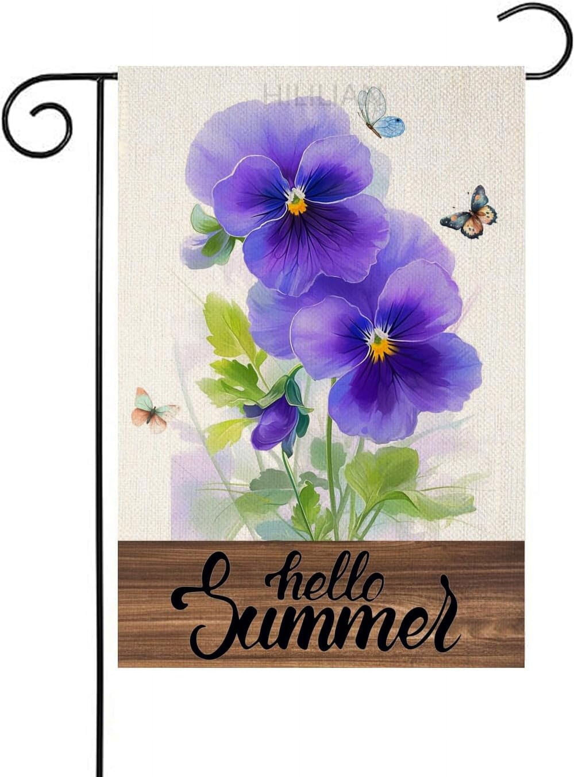 TraQunn Hello Summer Pansies Garden Flag 12x18 Inch Double Sided ...