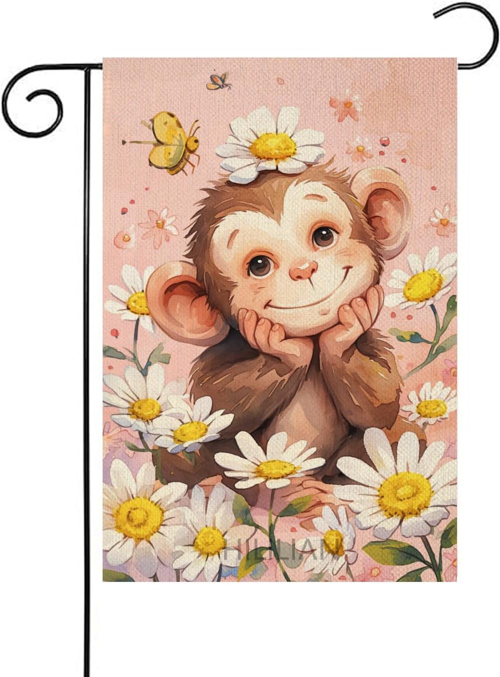 TraQunn Monkey Garden Flag Hello Spring Summer 12x18 Inch Double Sided ...