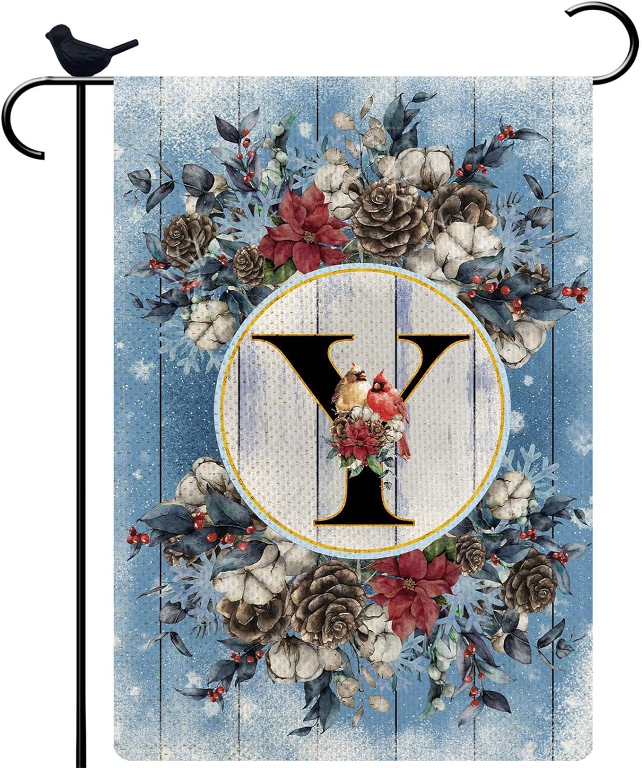 TraQunn Monogram Letter Y Winter Garden Flag Burlap Family Last Name ...