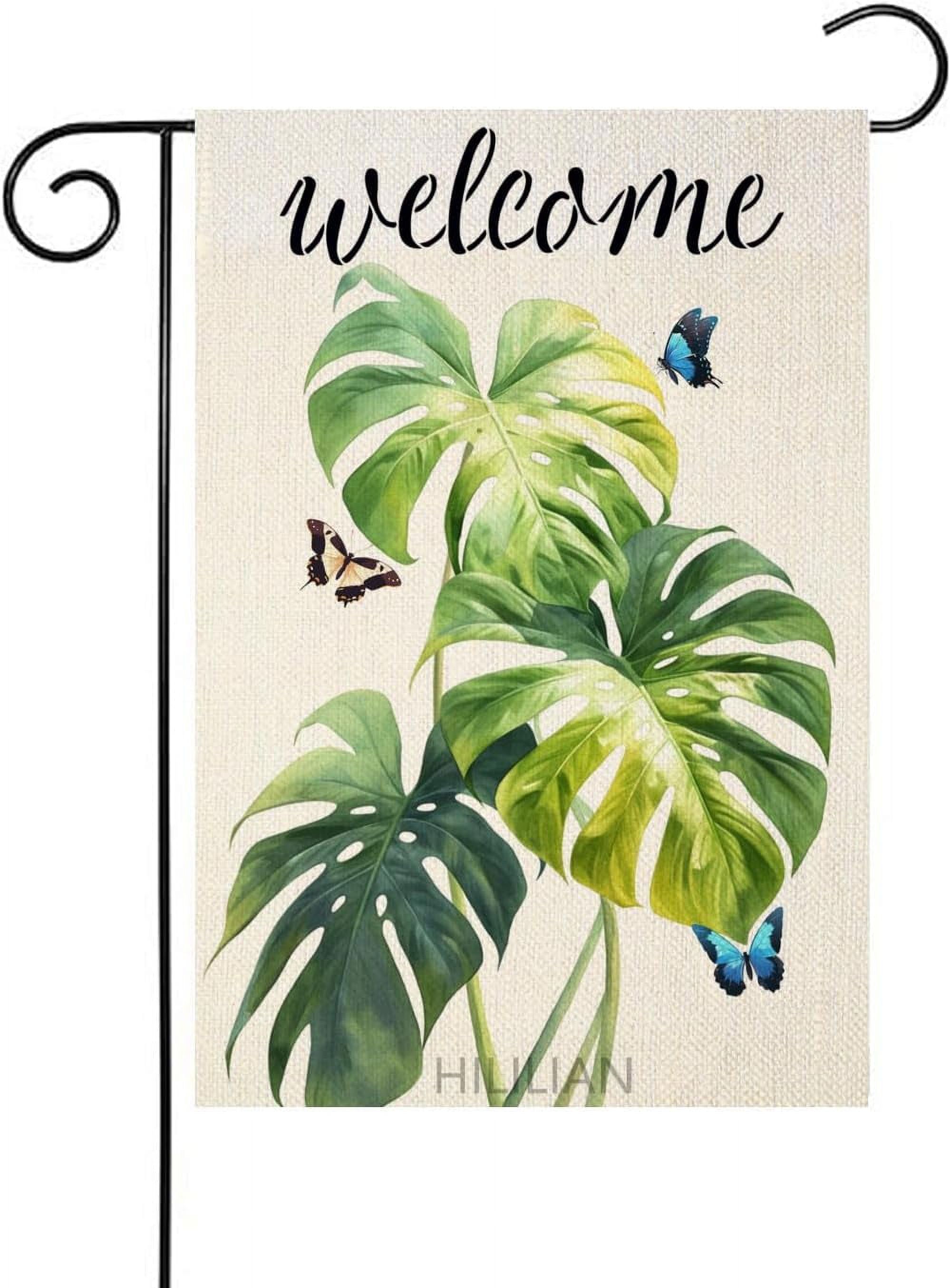 TraQunn Monstera Garden Flag Welcome Spring Double Sided 12x18 Inch Home Outdoor Yard Spring ...