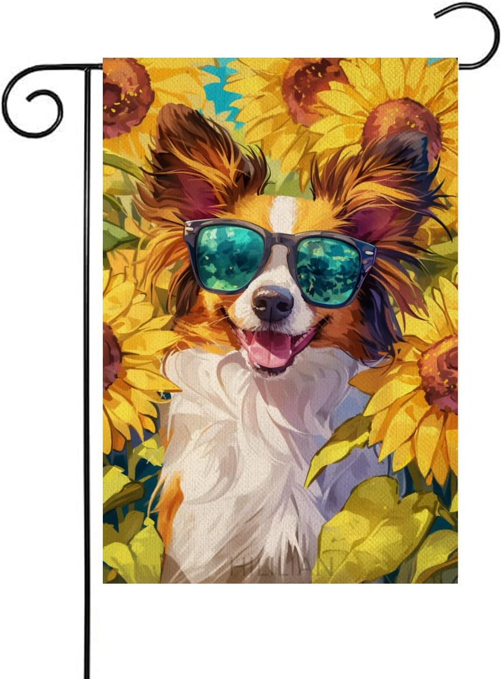 TraQunn Papillon Garden Flags for Outside Sunflower Dog Double Sided ...