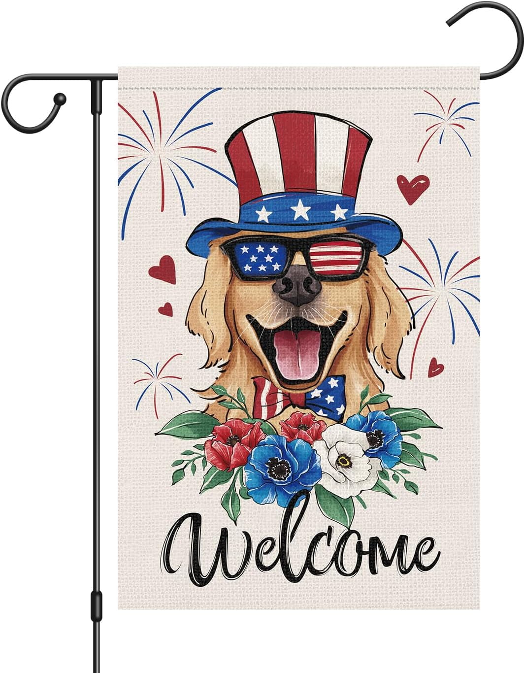 TraQunn Patriotic Golden Retriever Garden Flag 12x18 Inch Double Sided ...