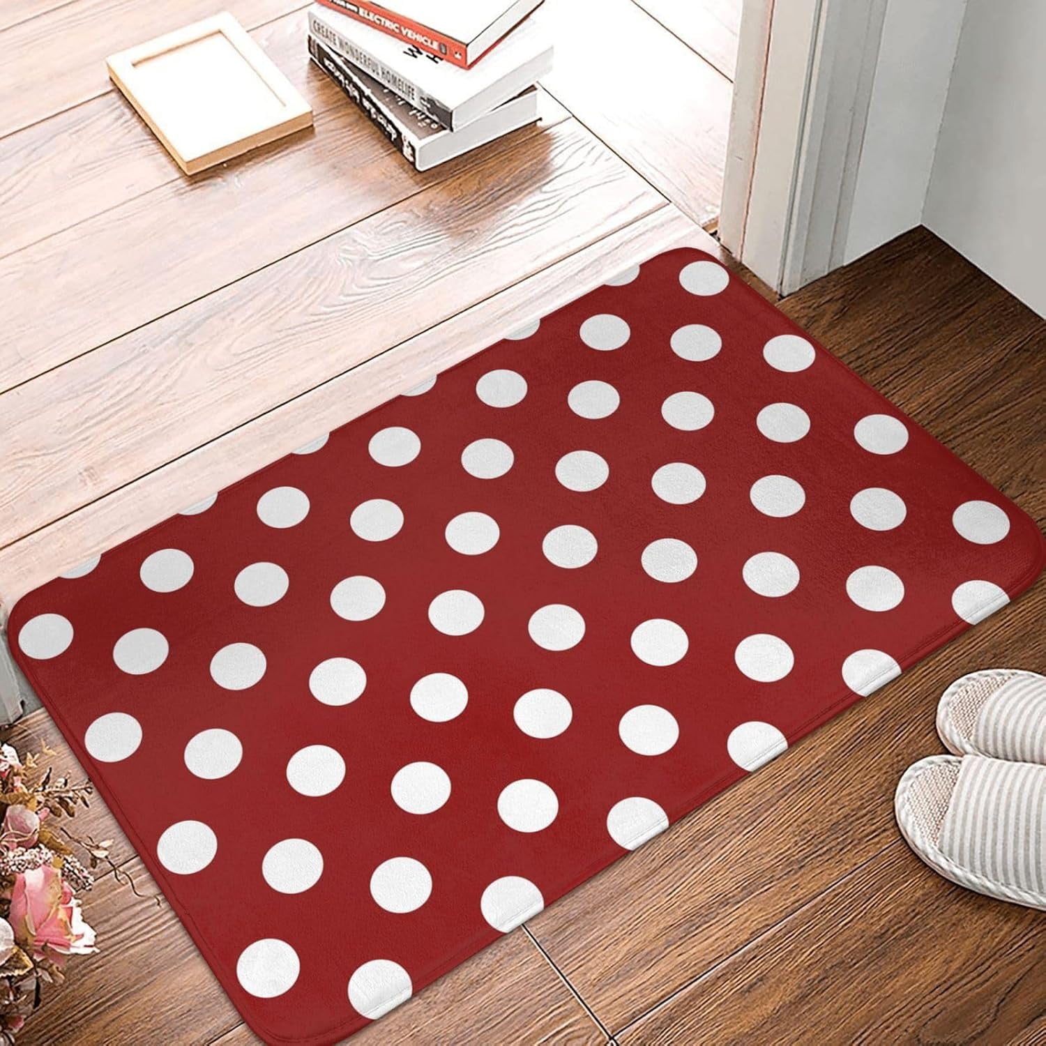 TraQunn Red Polka Dots Doormat Washable Entryway Rug Non Slip Absorbent ...