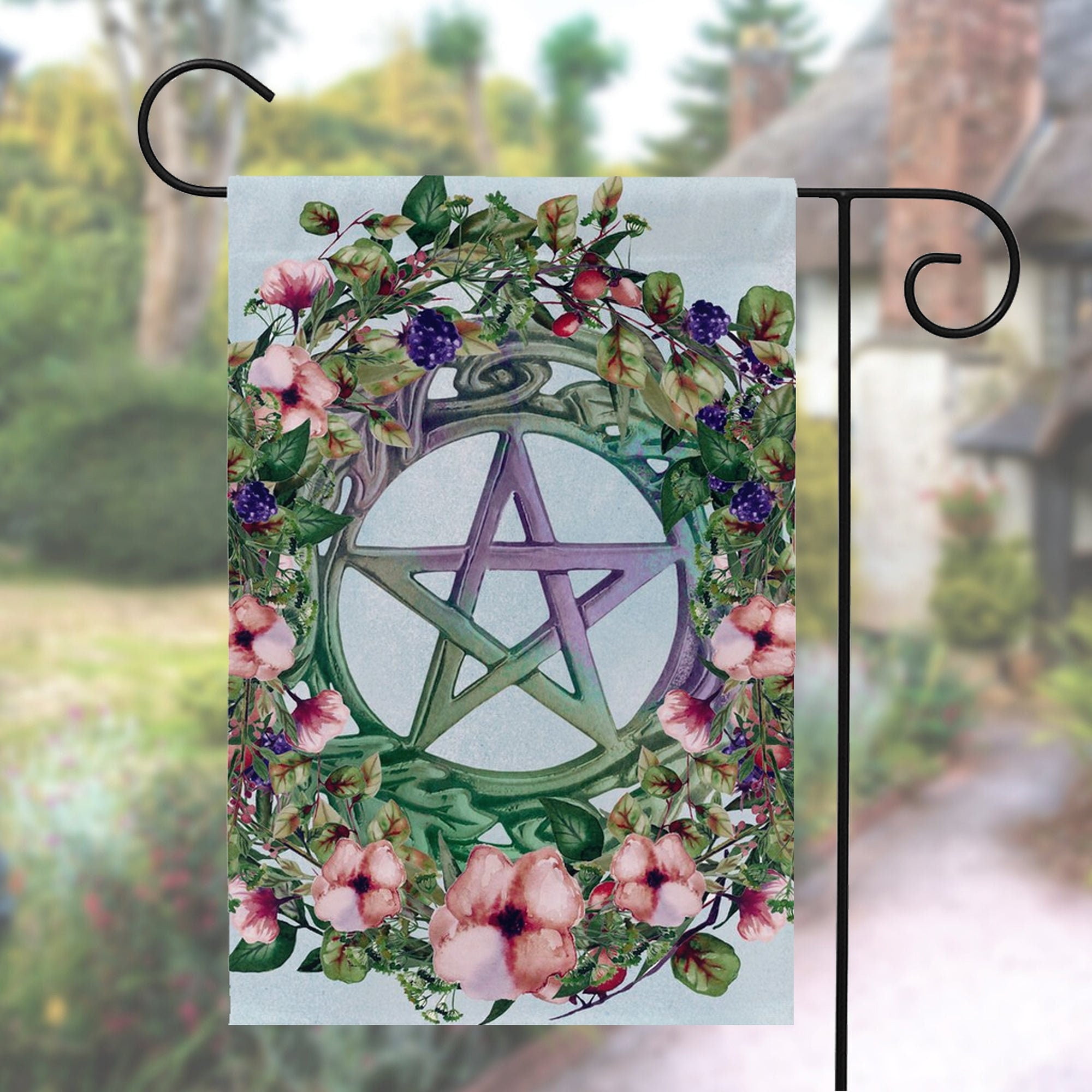 TraQunn Spring Berry Blossoms Pentacle Flag Yard Banner Sign Beltane ...