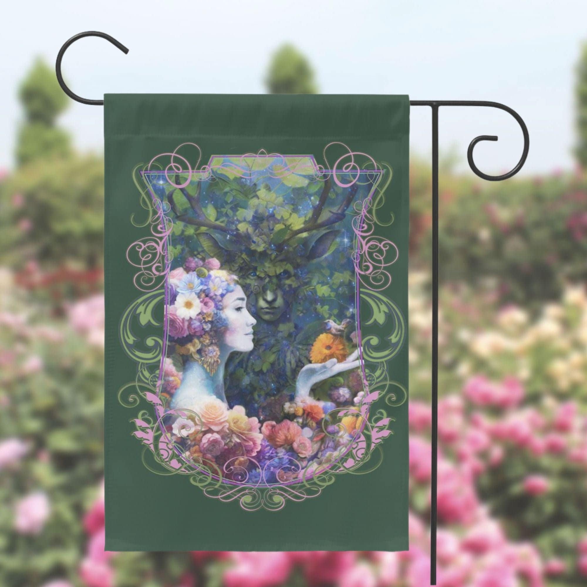 TraQunn Spring Fantasy Flower Garden Flag. May Queen Green Man Yard ...
