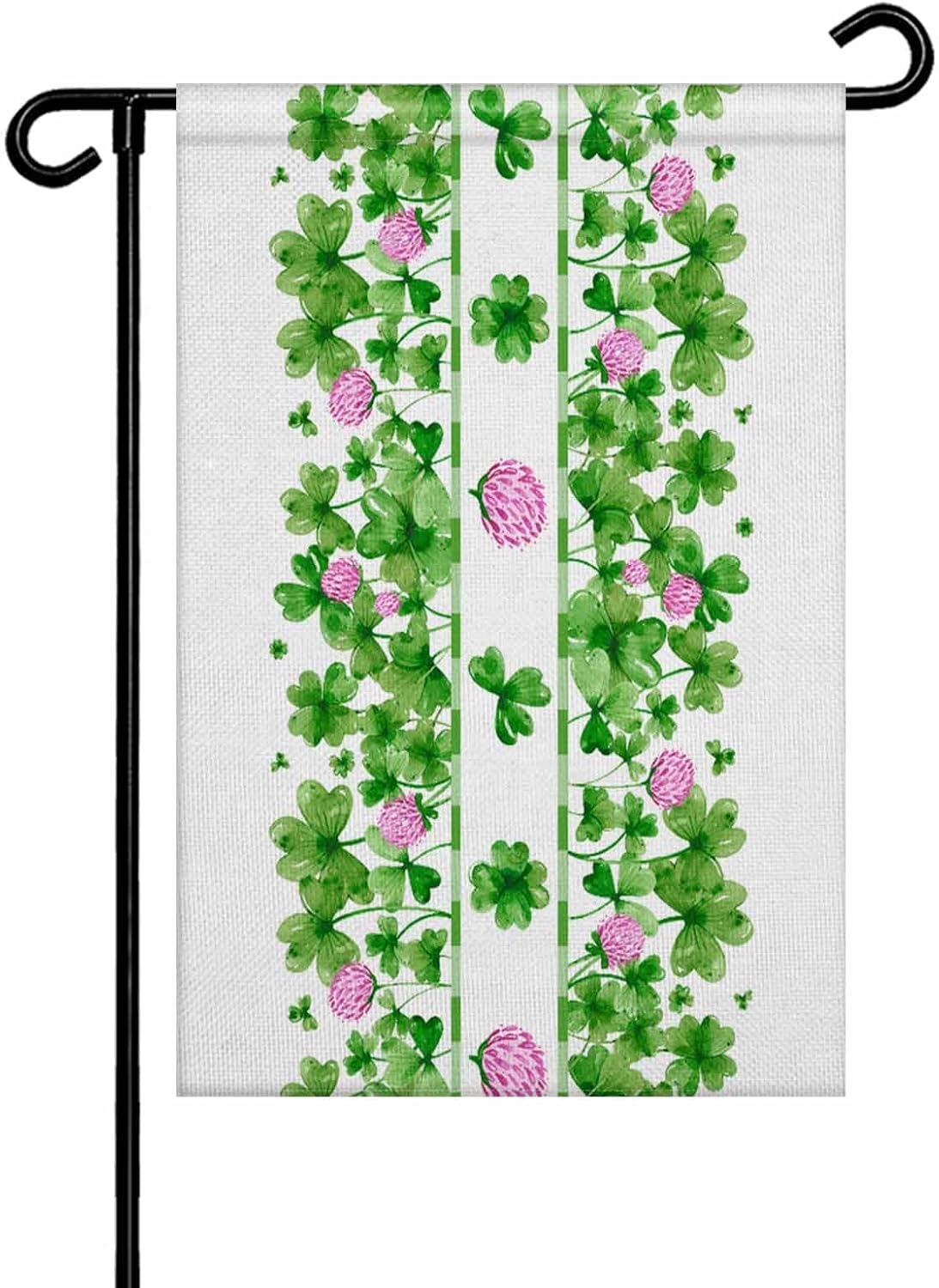 TraQunn St. Patrick's Day Garden Flags Green Lucky Clover Garden Flag Double Sided Welcome Flag ...