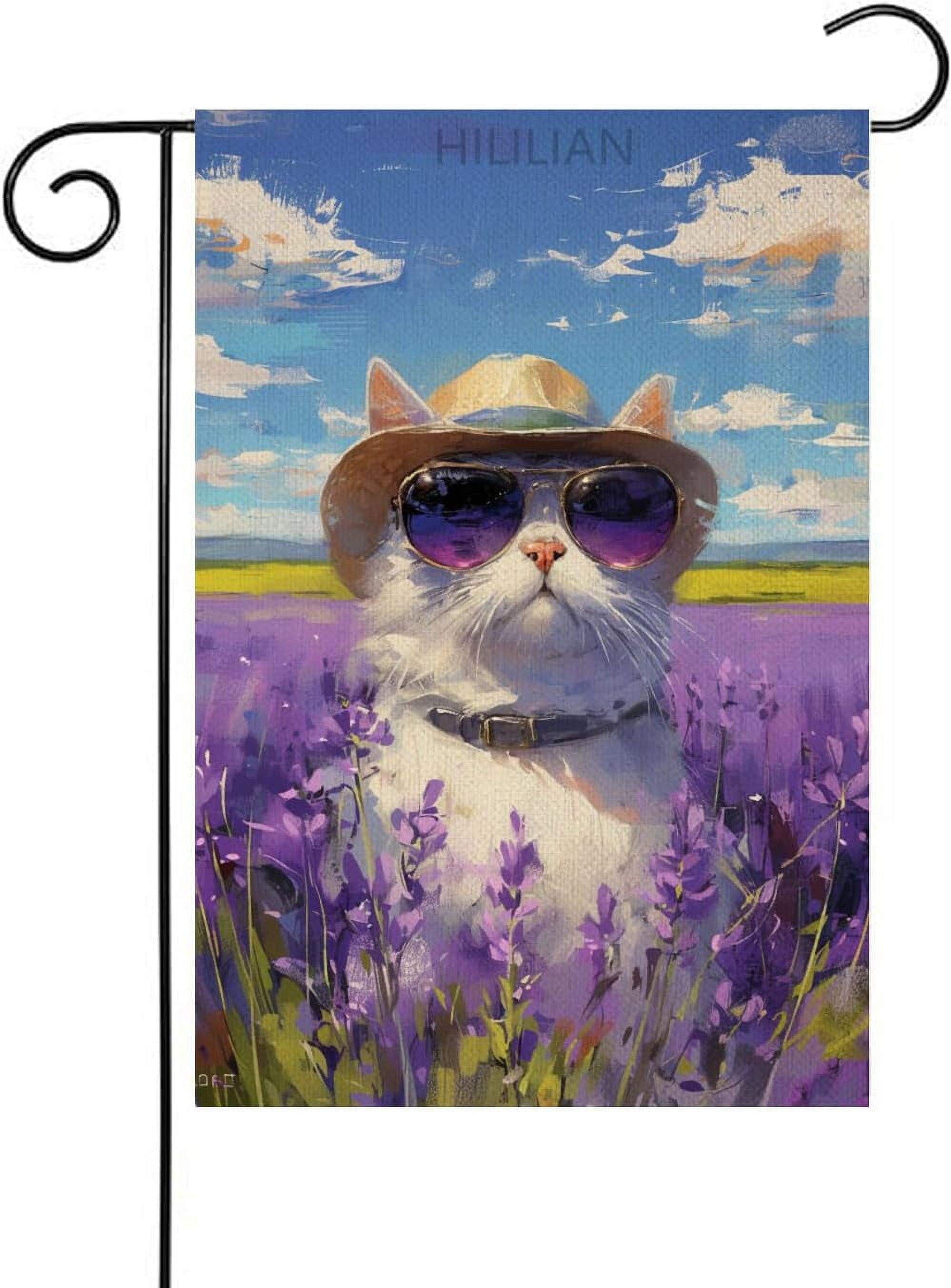TraQunn Summer Garden Flag American shorthair Lavender 12x18 Inch ...