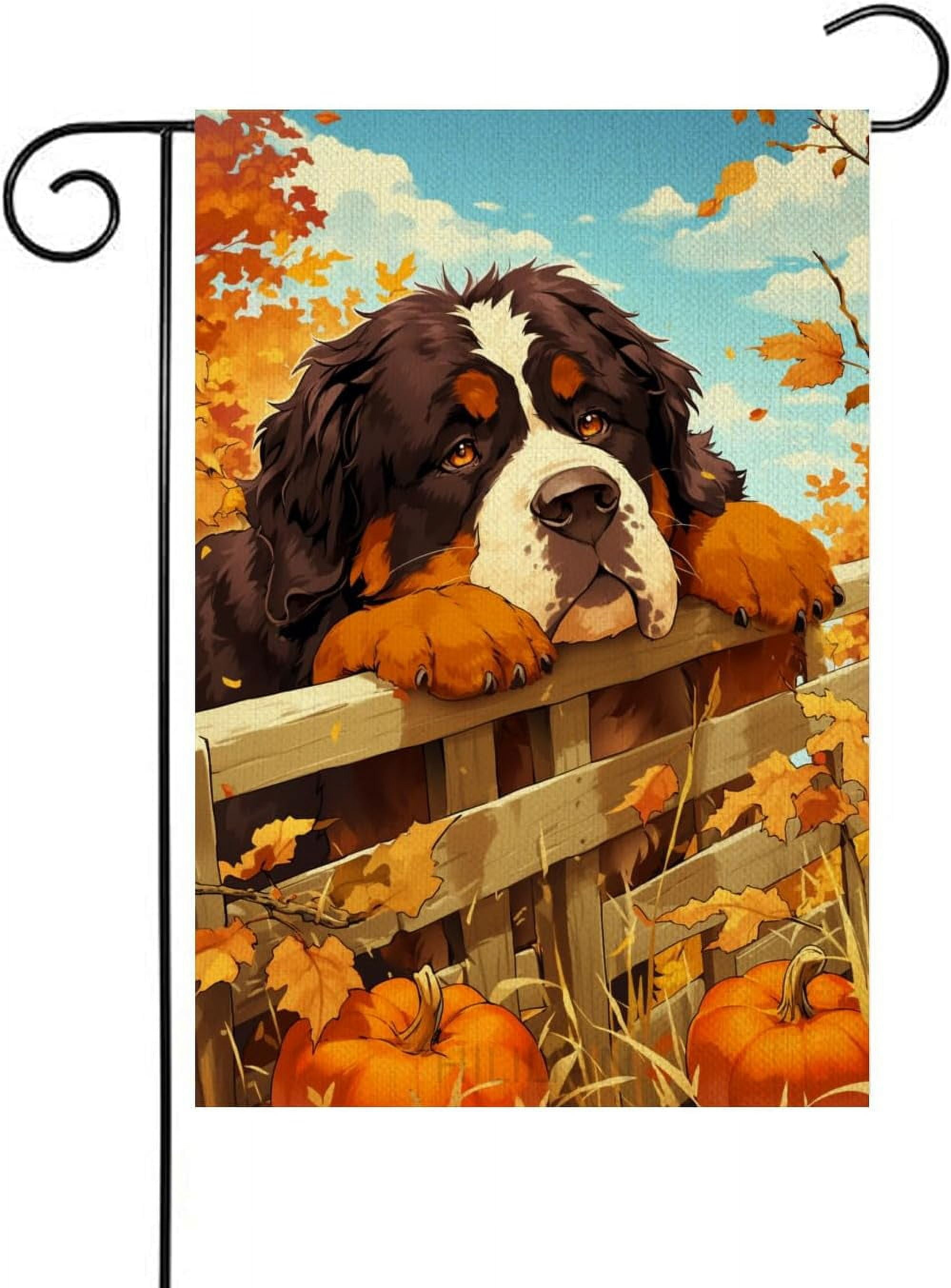 TraQunn Tibetan Mastiff Fall Garden Flag 12x18 Inch Double Sided Burlap ...