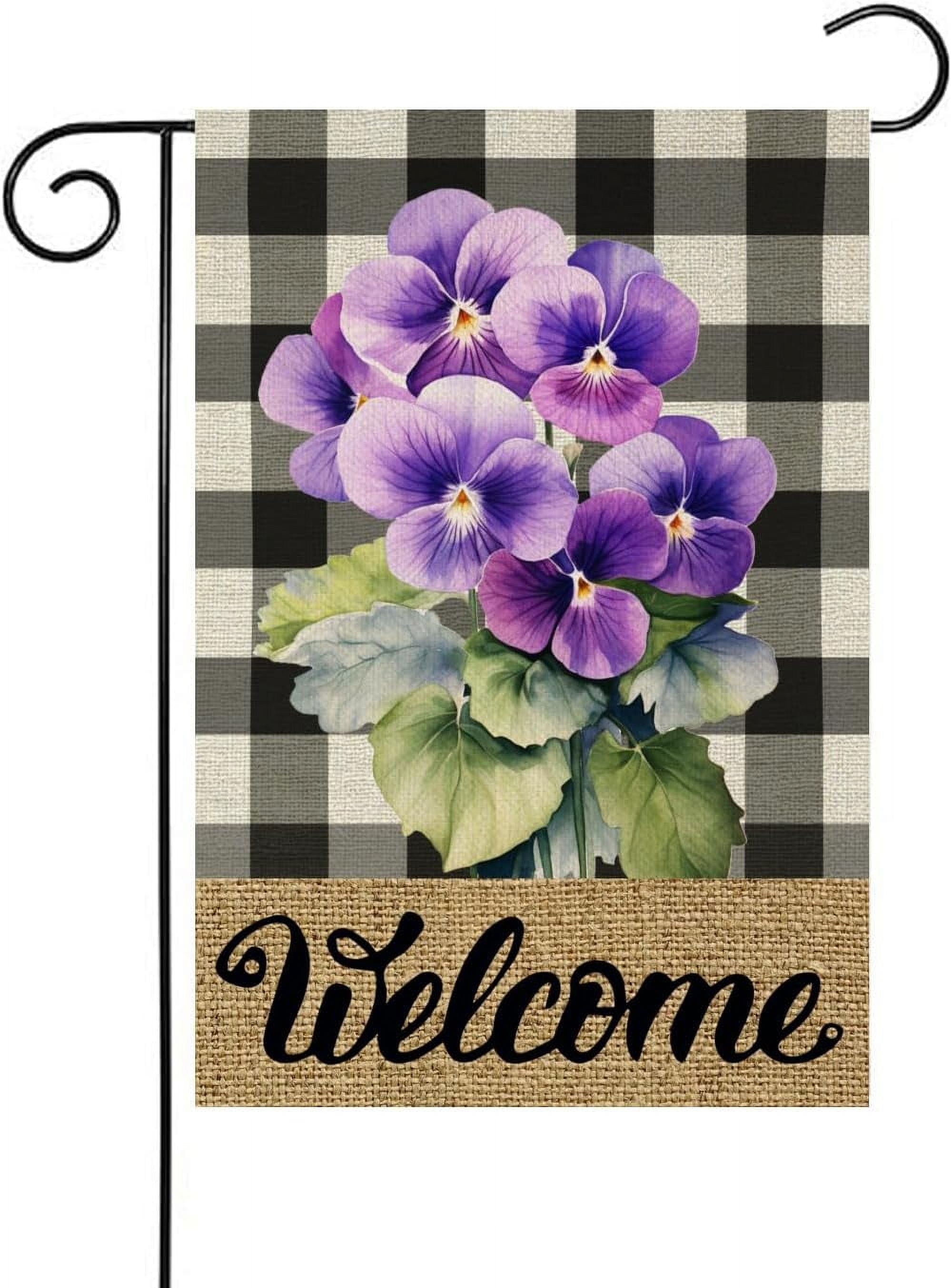 TraQunn Violets Small Garden Flags for Outside 12x18 Inch Burlap ...